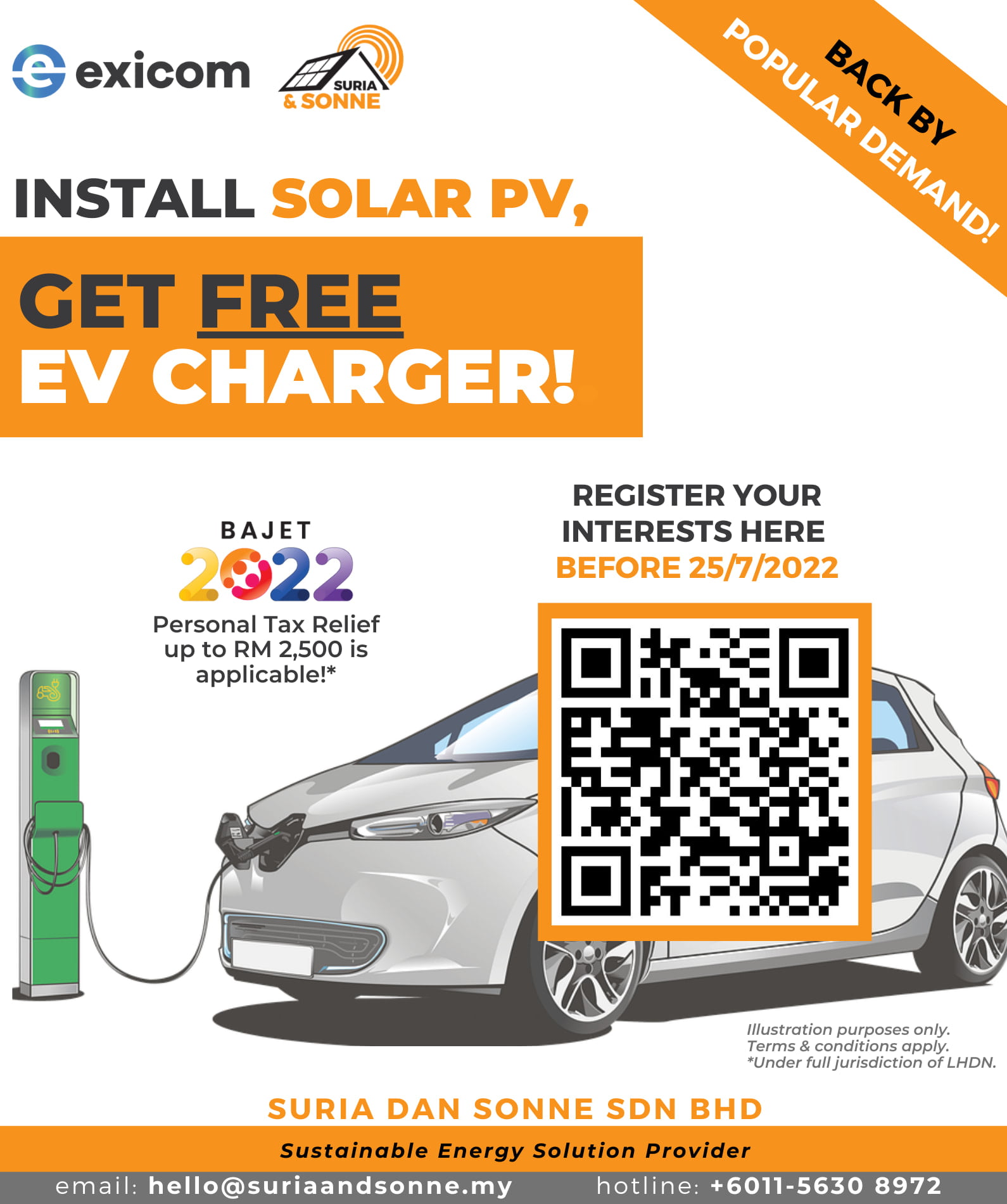 Solar PV + EV Charger Promo - Suria & Sonne